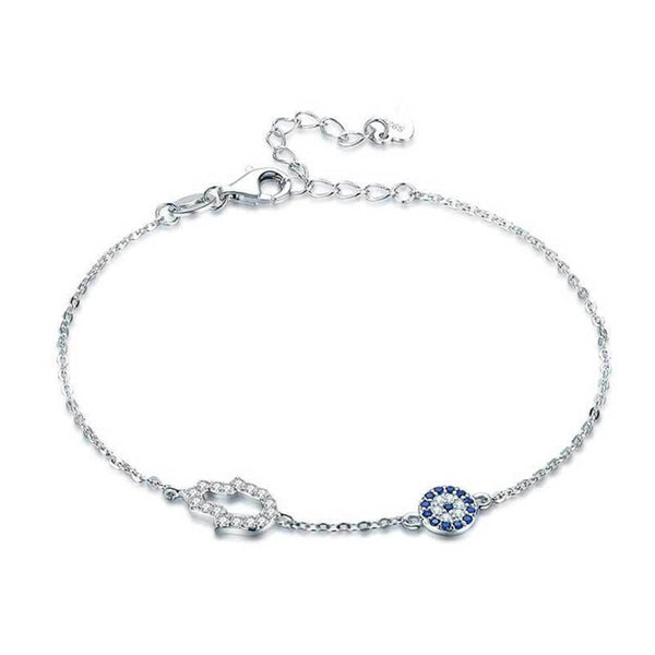 Bracelet oeil bleu grec main de Fatma argent – Esoterique Paris
